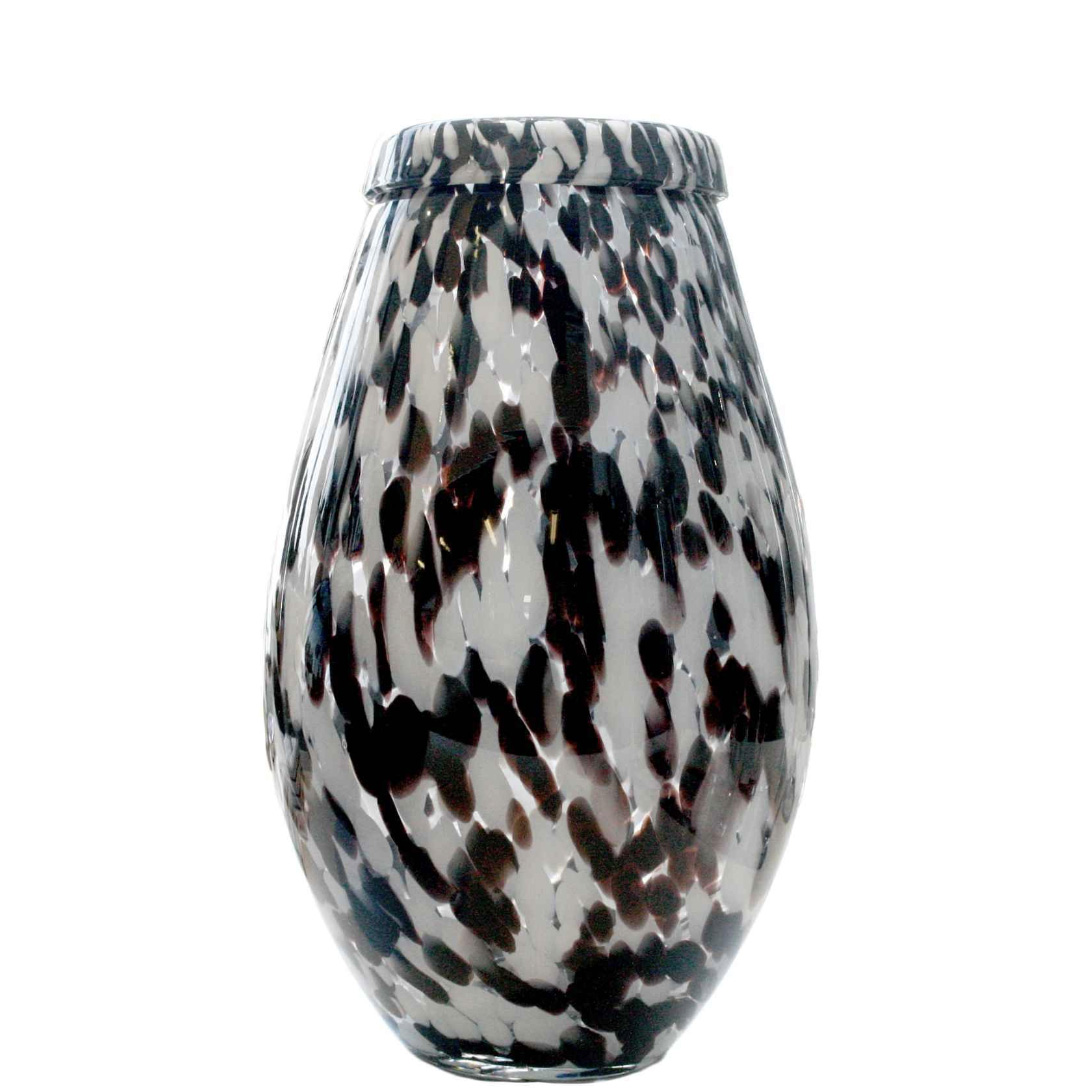 Tear Drop Vase White /Black Spotted Glass Large – Coastal Vibe